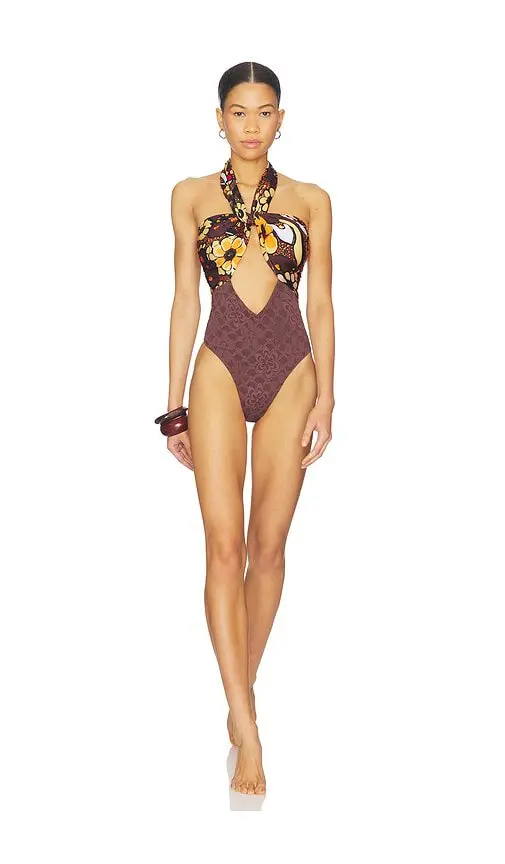 Free People Miley Convertible One Piece Swimsuit - Golden