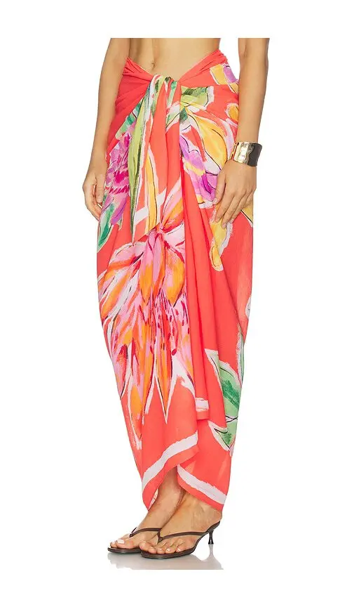 Seafolly Hothouse Floral Sarong In Coral - Summer Melon