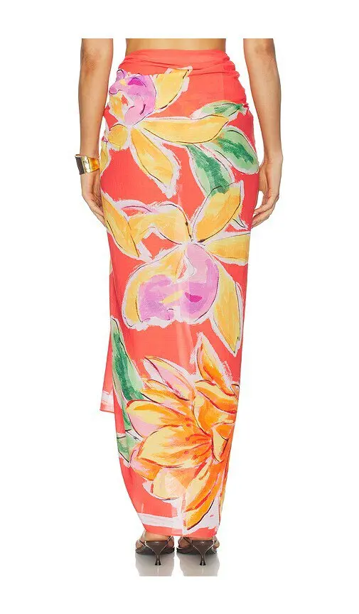 Seafolly Hothouse Floral Sarong In Coral - Summer Melon