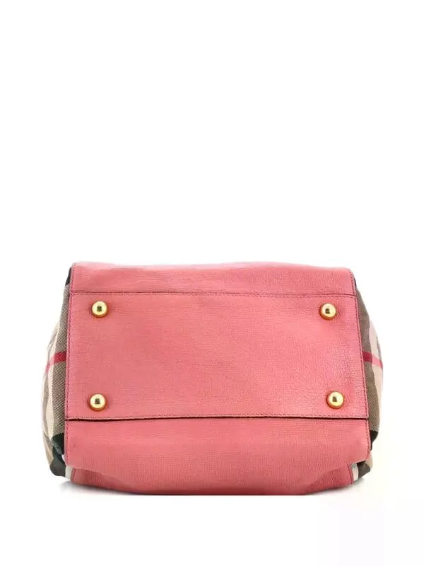Burberry Canterbury Leather And House Check Canvas Small Tote Bag