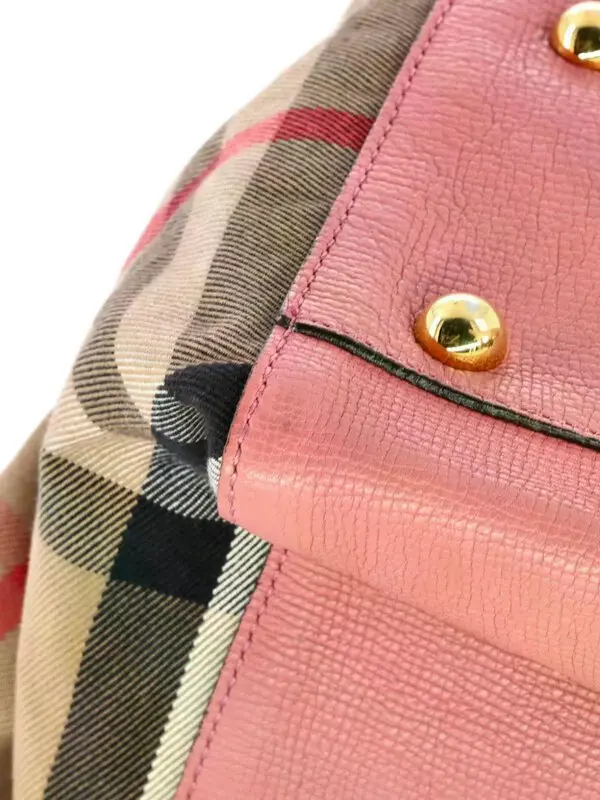 Burberry Canterbury Leather And House Check Canvas Small Tote Bag