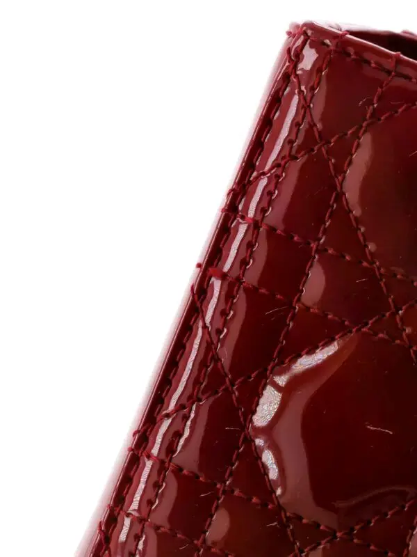 Dior Lady Cannage Quilt Patent Medium Satchel - Red