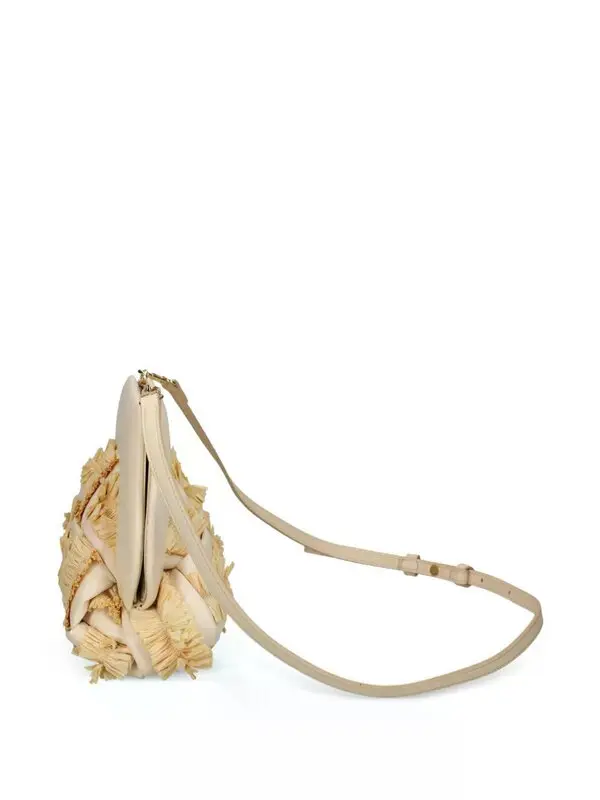 THEMOIRE Woven Crossbody Bag With Fringe - Neutrals