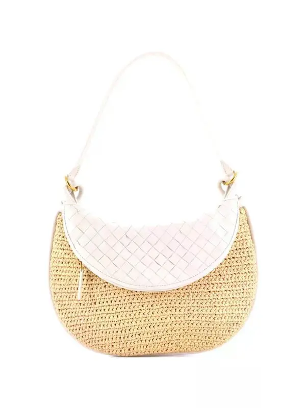 Bottega Veneta Gemelli Raffia With Intrecciato Leather Medium Shoulder Bag