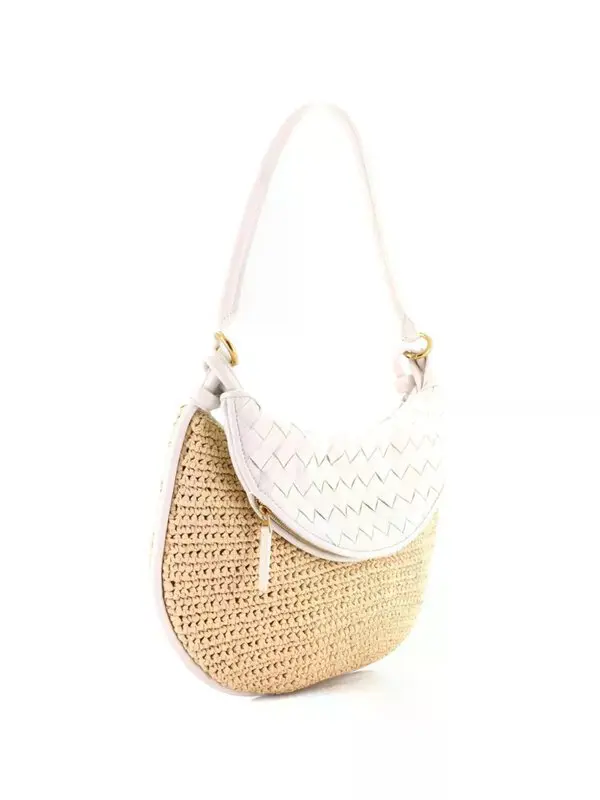 Bottega Veneta Gemelli Raffia With Intrecciato Leather Medium Shoulder Bag