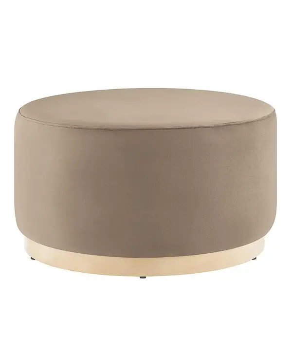 MODWAY Tilden Large 29" Round Performance Velvet Upholstered Ottoman - Taupe Natural