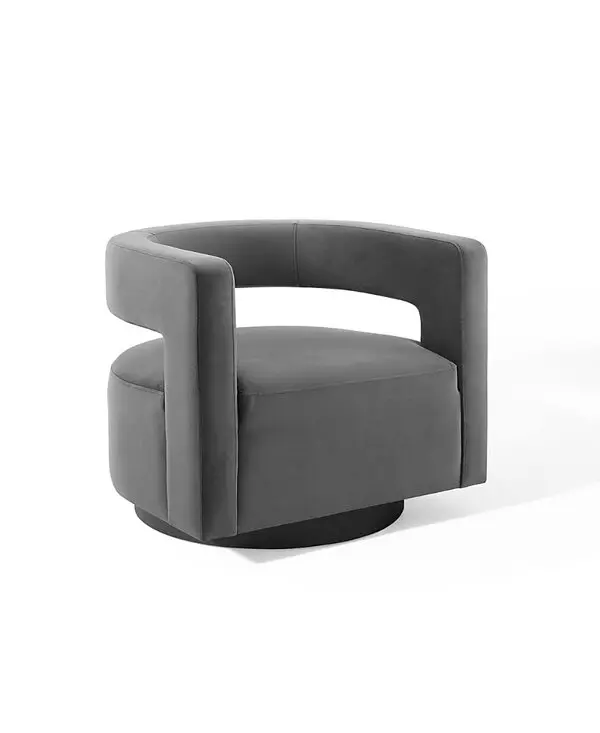 MODWAY Spin Cutaway Performance Velvet Swivel Armchair - Gray
