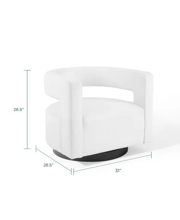 MODWAY Spin Cutaway Performance Velvet Swivel Armchair - White