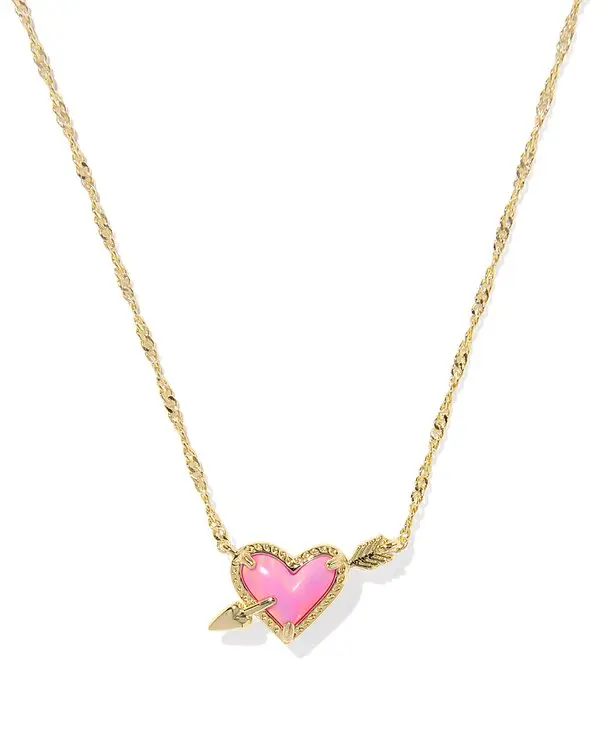 Kendra Scott Ari Heart Arrow Pendant Necklace - Pink/gold