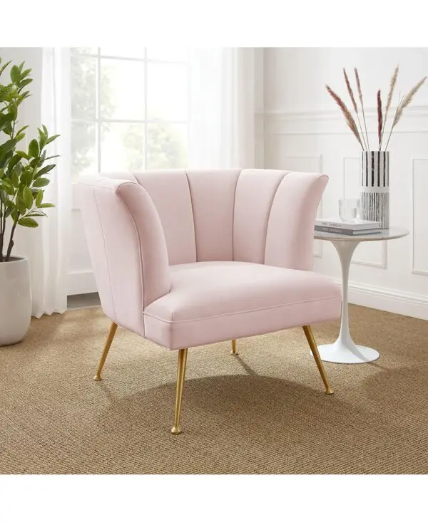 MODWAY Veronica Channel Tufted Performance Velvet Armchair - Pink