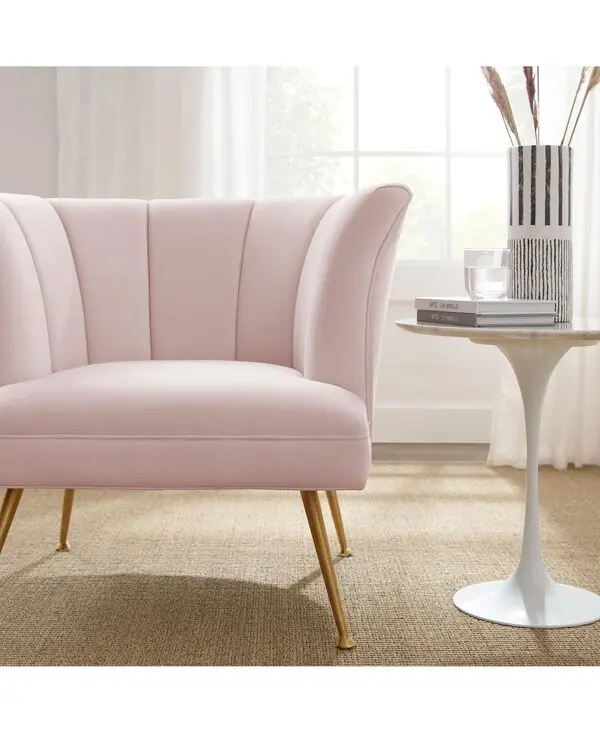 MODWAY Veronica Channel Tufted Performance Velvet Armchair - Pink