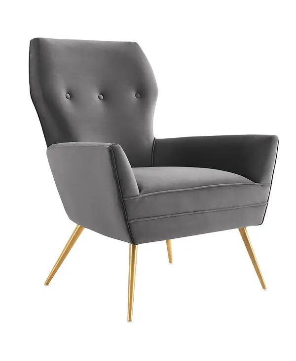 MODWAY Renata Button Tufted Performance Velvet Armchair - Gray