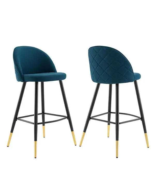 MODWAY Cordial Fabric Bar Stools, Set Of 2 - Azure