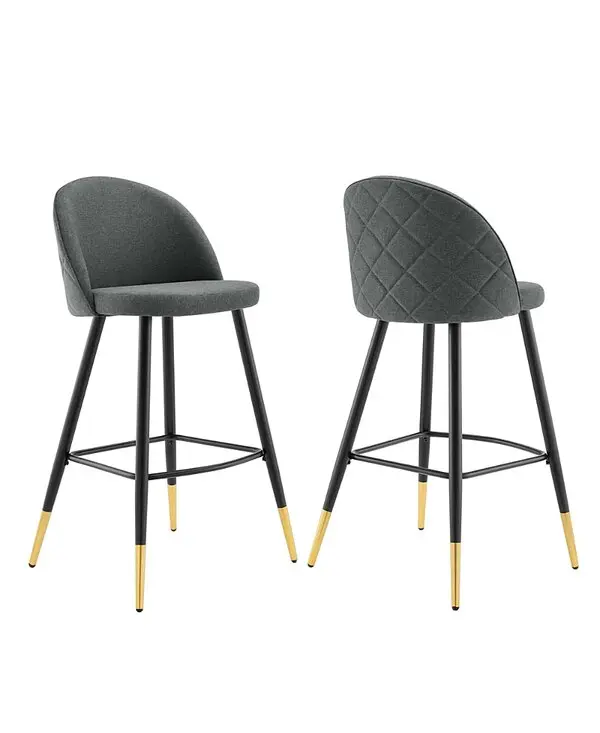 MODWAY Cordial Fabric Bar Stools, Set Of 2 - Gray