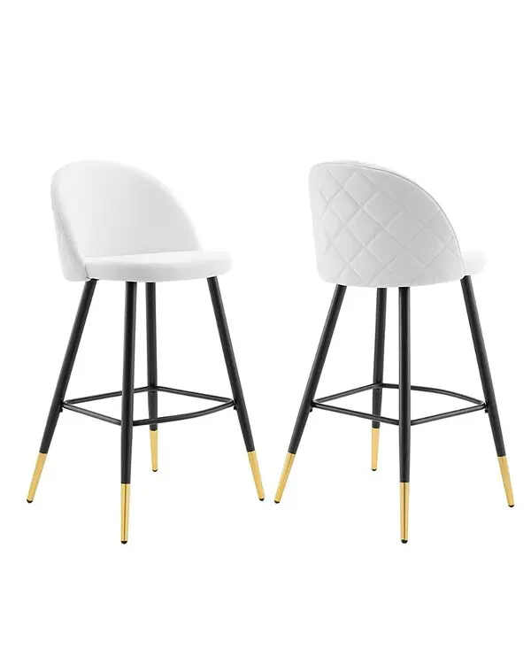 MODWAY Cordial Fabric Bar Stools, Set Of 2 - White