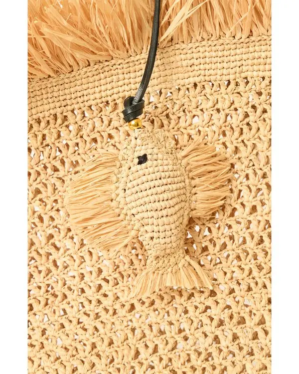BTB LOS ANGELES Raffia Fish Bag Charm - Natural