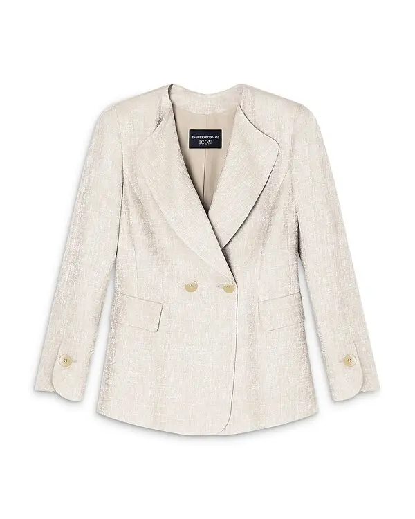 Emporio Armani Textured Jacquard Blazer - Silver