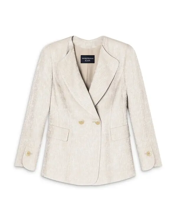 Emporio Armani Textured Jacquard Blazer - Silver
