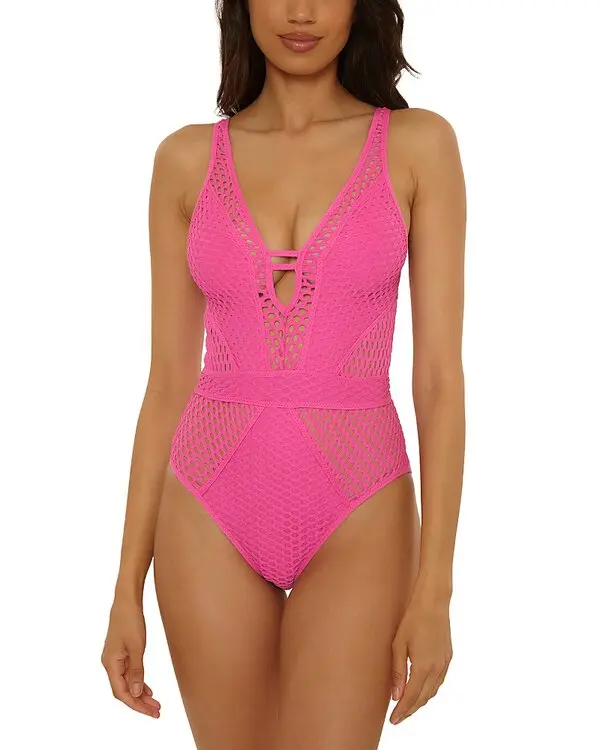 BECCA® By Rebecca Virtue Castaway Plunge One-piece Swimsuit - Rose Berry