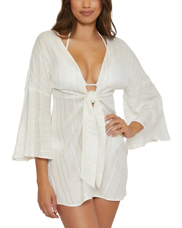 BECCA By Rebecca Virtue Radiance Plunge Front Cover-up Tunic - White