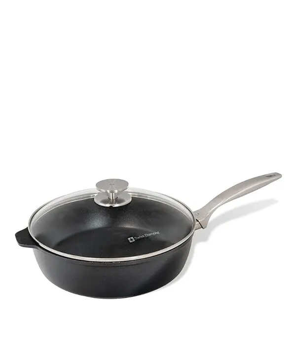 SWISS DIAMOND Chd Saute Pan, 3.8 Qt - Deep Charcoal Grey