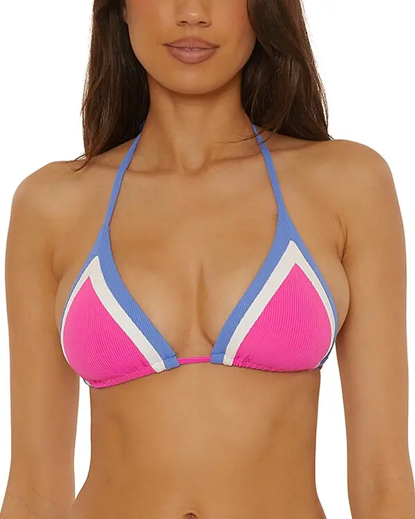 BECCA® By Rebecca Virtue Coast Line Rib Cheryl Triangle Bikini Top - Rose Berry