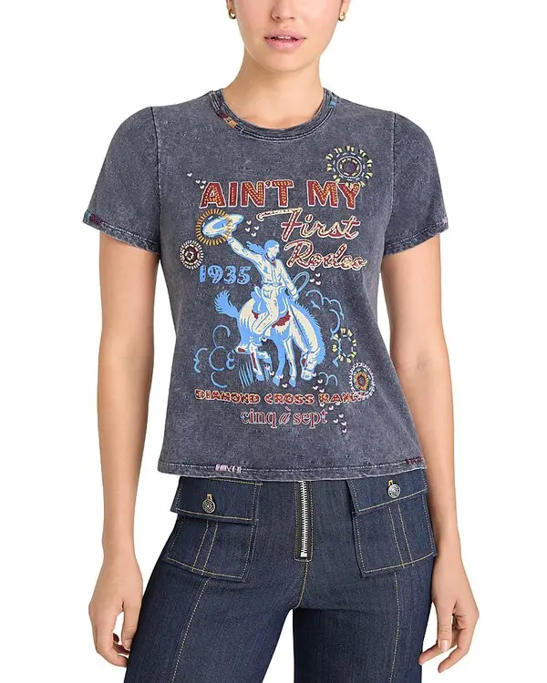 Cinq À Sept Bespoke Ain't My First Rodeo Tee - Navy Multi