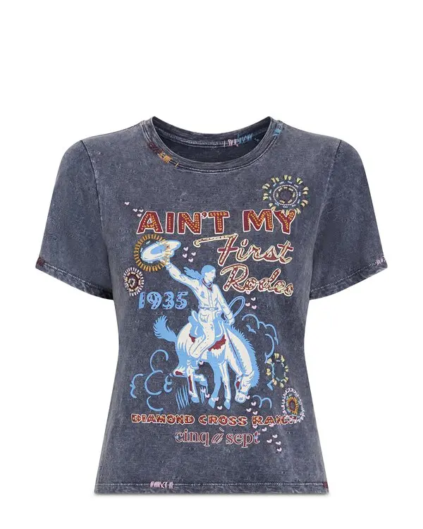 Cinq À Sept Bespoke Ain't My First Rodeo Tee - Navy Multi