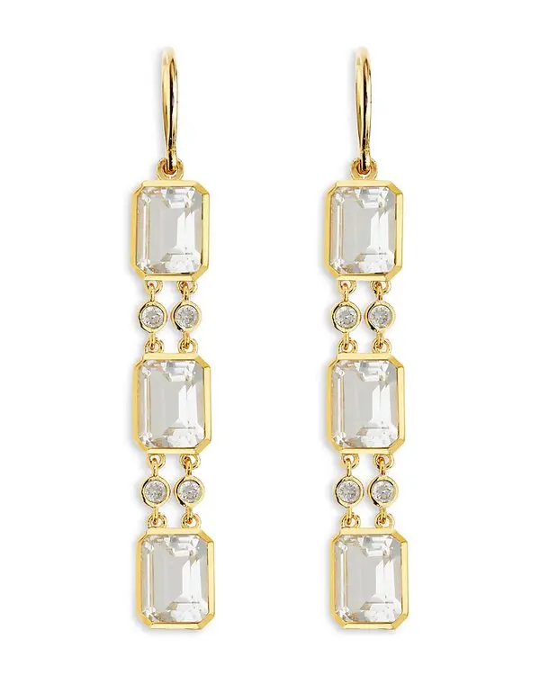 Ileana Makri 18k White Topaz And Diamond Drop Earrings - Yellow Gold