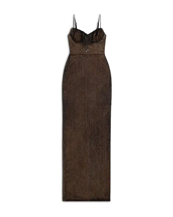 AREA Crystal Embellished Dress - Black