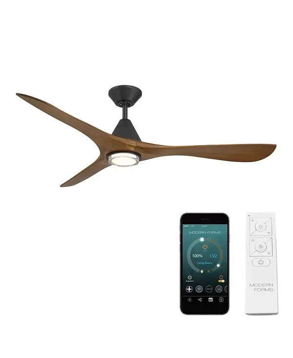 MODERN FORMS Fans Carve 60 In Selectable 2700-3000-4000-5000k Led Indoor Or Outdoor Smart Home Ceiling Fan - Matte Black/distressed Koa