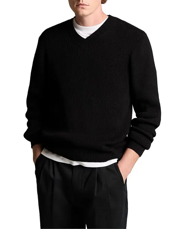 Vince Ribbed V-neck Pullover Sweater