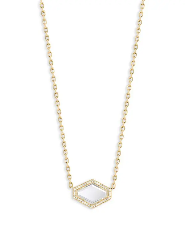 Walters Faith 18k Yellow Diamond And Rock Crystal Bell Hexagon Pendant Necklace - Gold