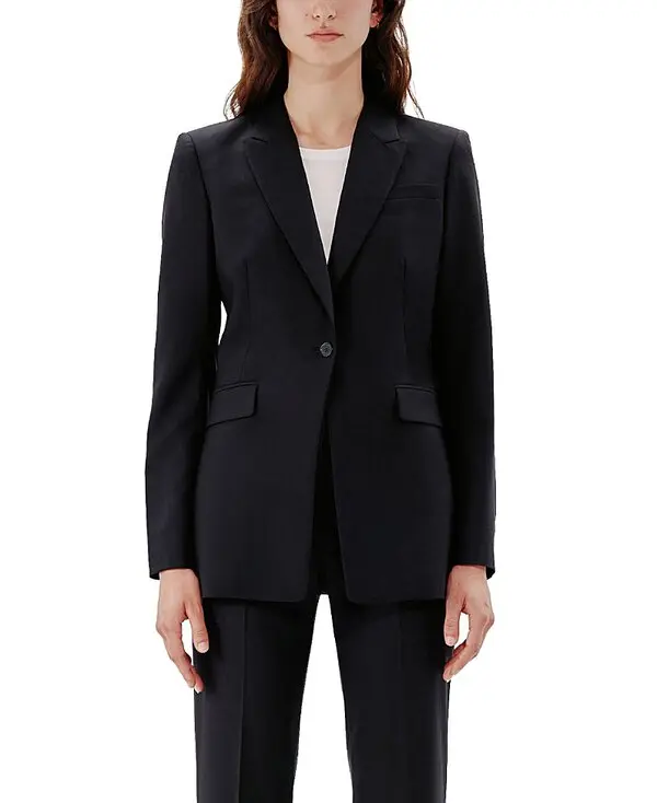Another Tomorrow Single-button Blazer - Black