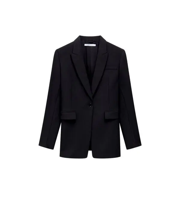 Another Tomorrow Single-button Blazer - Black