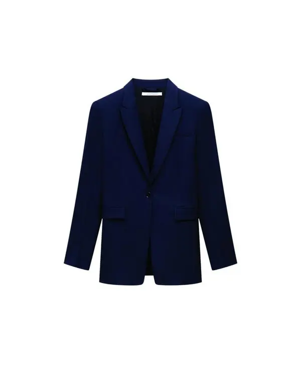 Another Tomorrow Single-button Blazer - Navy