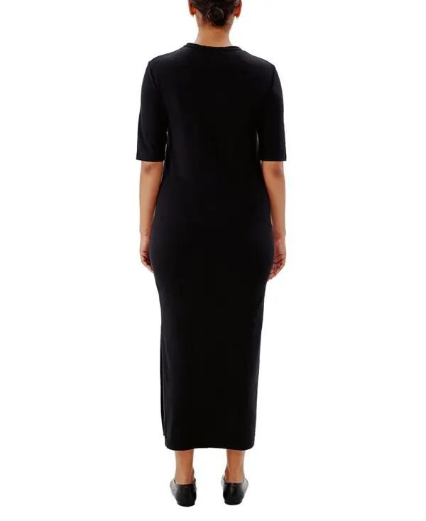Another Tomorrow Elbow Sleeve Midi Dress - Black