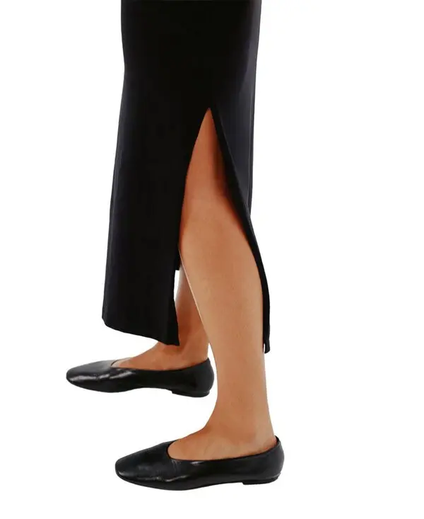 Another Tomorrow Elbow Sleeve Midi Dress - Black