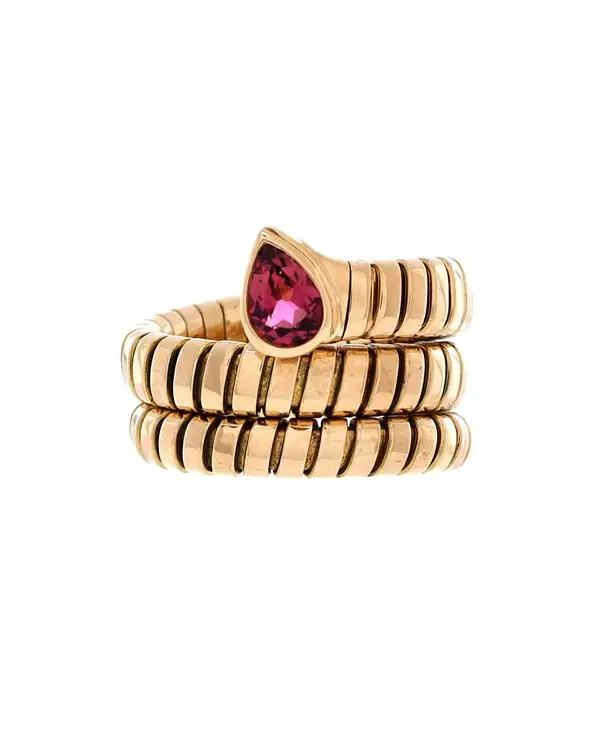 BVLGARI Serpenti Tubogas 18k Ring With Tourmaline - Gold