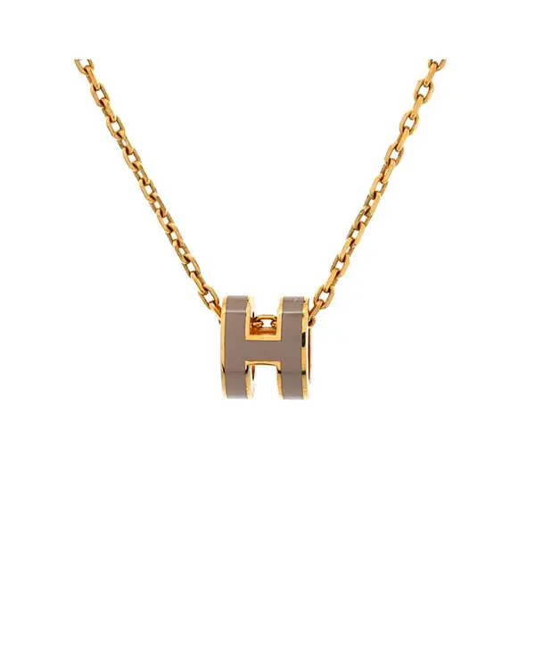 HERMES Mini Pop H Pendant Chain Necklace - Enamel/silver Tone