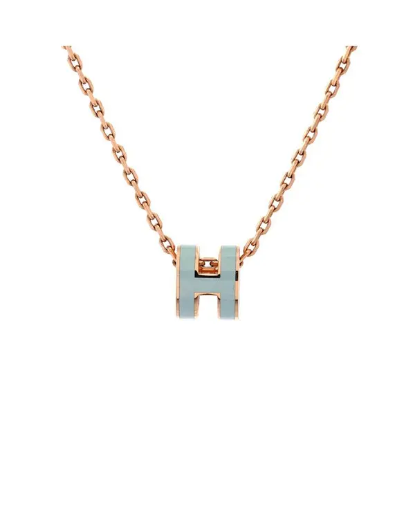 HERMES Mini Pop H Pendant Chain Necklace - Enamel/silver Tone
