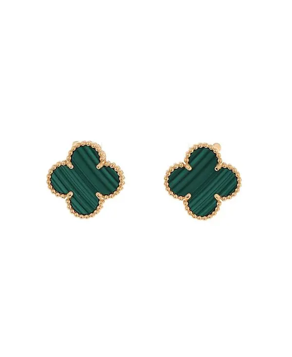 VAN CLEEF & ARPELS Vintage Alhambra Earrings 18k And Malachite - Gold