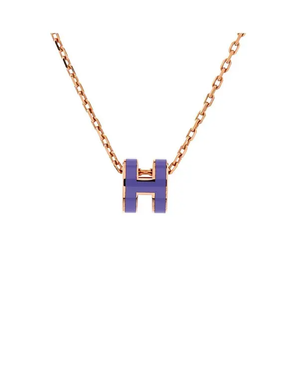 HERMES Mini Pop H Pendant Necklace - Enamel/silver Tone