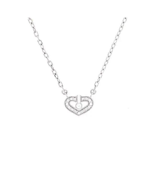 CARTIER C Heart De Pendant Necklace 18k Gold With Diamonds - White