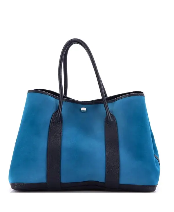 Hermès 36 Garden Party Tote Toile And Leather - Blue
