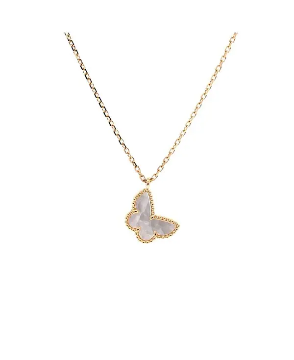 VAN CLEEF & ARPELS Sweet Alhambra Butterfly Pendant Necklace 18k And Mother Of Pearl, 15.75 - Gold