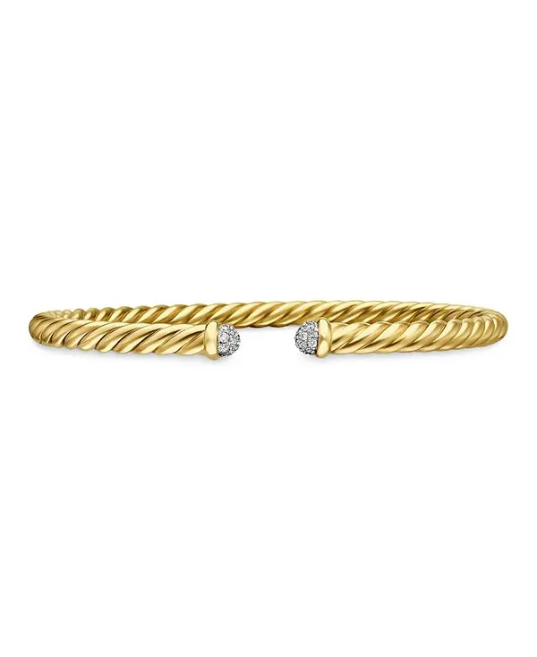David Yurman 18k Yellow Cable Bracelet With Diamonds - Gold