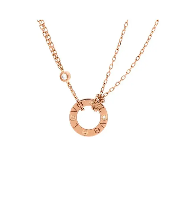 CARTIER 2 Diamonds Love Pendant Necklace, 17 - Pink