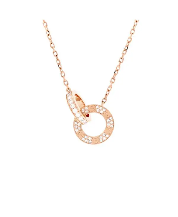 CARTIER Love Interlocking Diamond Pave Necklace - Pink