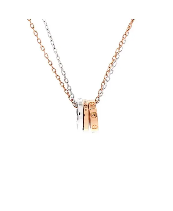CARTIER Love 3 Ring Pendant Necklace - Pink And White